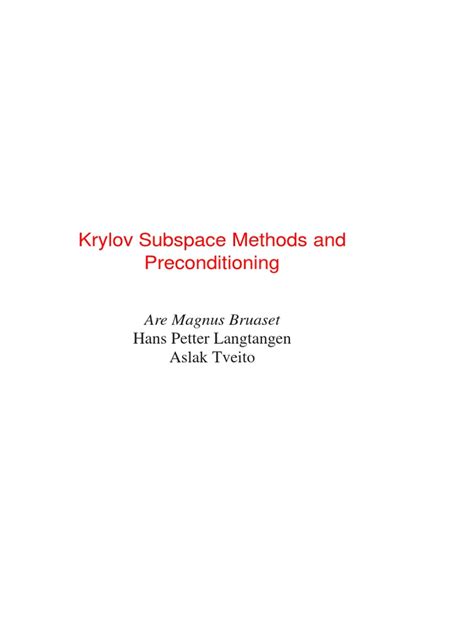 Krylov Subspace Methods And Preconditioning Are Magnus Bruaset Pdf