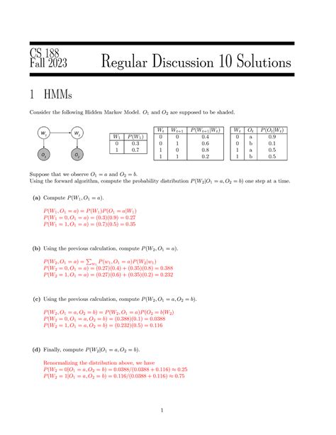 Disc10 Regular Sols Discussion Sol Cs 188 Fall 2023 Regular