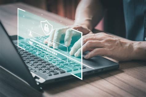 Premium Photo Man Typing Login And Password Cyber Security Concept