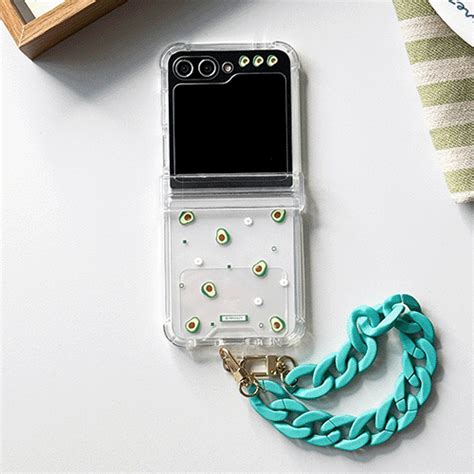 뿌잉몰 갤럭시z플립 미니 프룻 핸드 체인스트랩 힌지보호 투명범퍼케이스