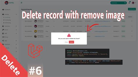 Delete Record With Remove Image Booking Laravel Hotel Management Youtube