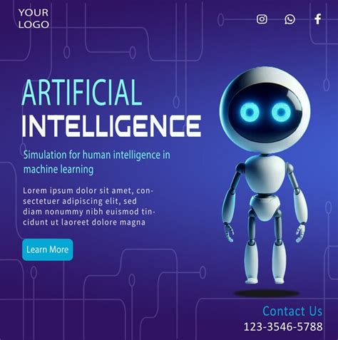 vector artificial intelligence post with 3d robot character premium
