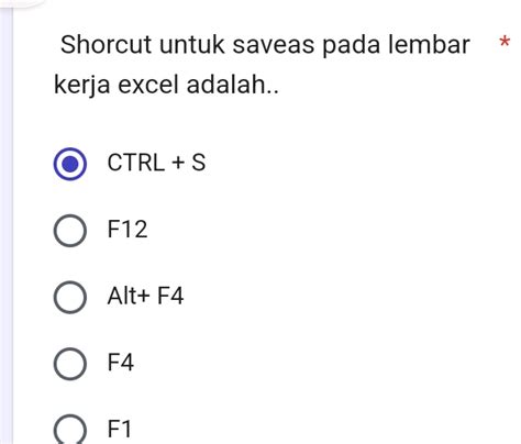Shorcut Untuk Saveas Pada Lembar Kerja Excel Studyx