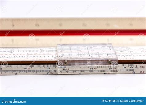 Calculating With A Slide Rule Multiplications Written On Paper Stock Photography
