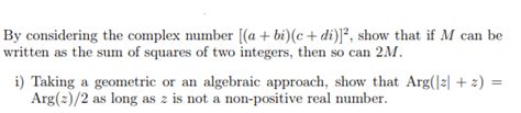 Solved By Considering The Complex Number A Bi C Di Chegg