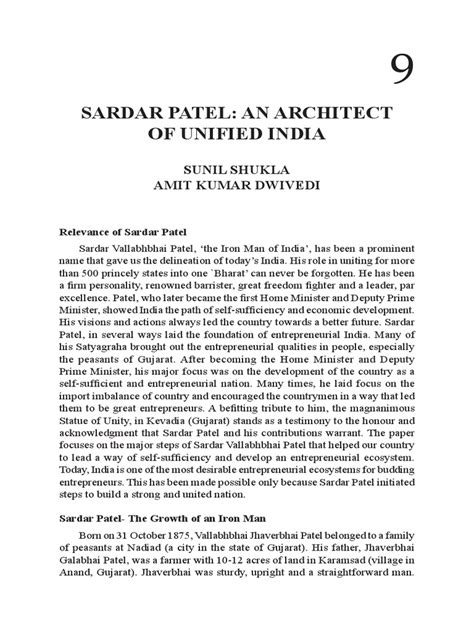 Sardar Patel An Architect Of Unified India Sunil Shukla Amit Kumar Dwivedi Pdf