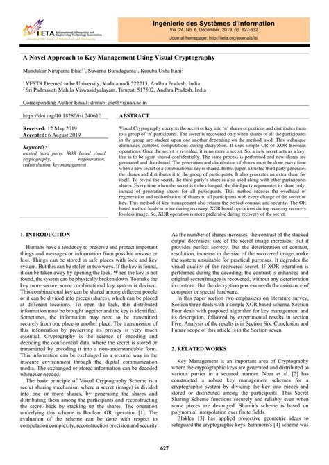 Pdf A Novel Approach To Key Management Using Visual Cryptography