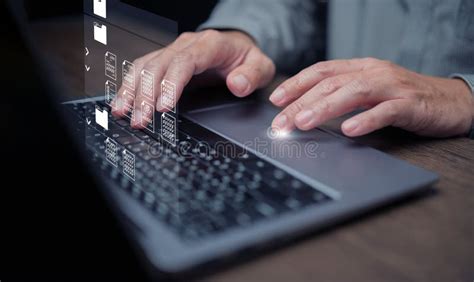 Document Management System Concept A Man Using Dms Software On His