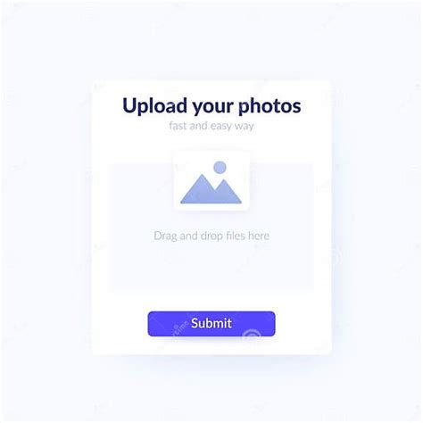 Upload Photos Form With Submit Button Ui Design Stock Illustration