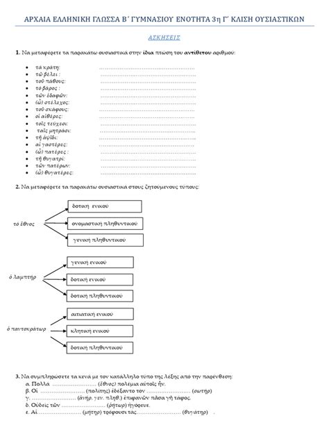 ΑΡΧΑΙΑ ΕΛΛΗΝΙΚΗ ΓΛΩΣΣΑ Β΄ ΕΝΟΤΗΤΑ 3η Γ΄ ΚΛΙΣΗ ΟΥΣΙΑΣΤΙΚΩΝ ΜΕΤΟΧΗ ΕΝΕΣΤΩΤΑ Pdf