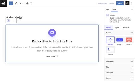 Info Box Block Radius Blocks Documentation