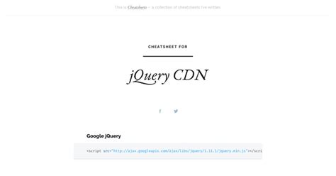 Jquery Cdn Cheatsheet