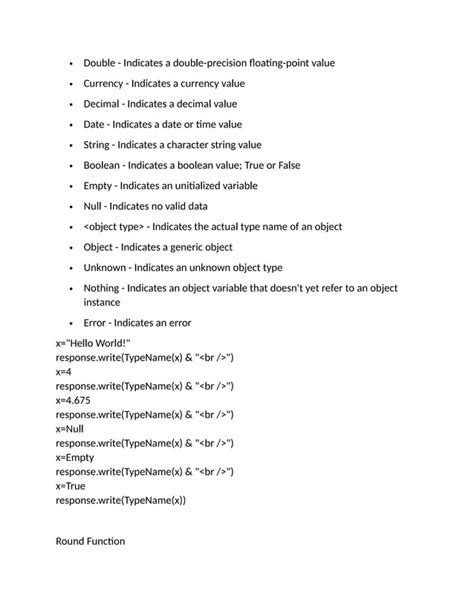 Builtinfunctions In Vbscript And Its Typesdocx
