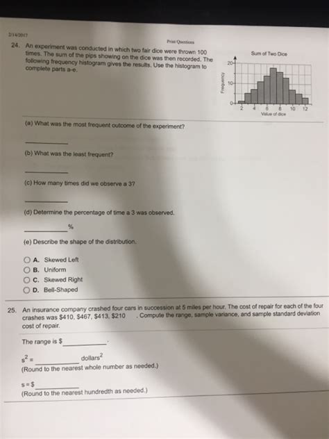 Solved What Was The Most Frequent Outcome Of The Experiment