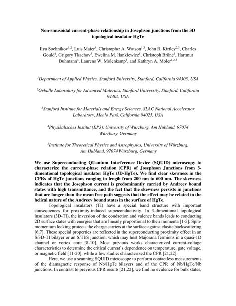 Pdf Nonsinusoidal Current Phase Relationship In Josephson Junctions