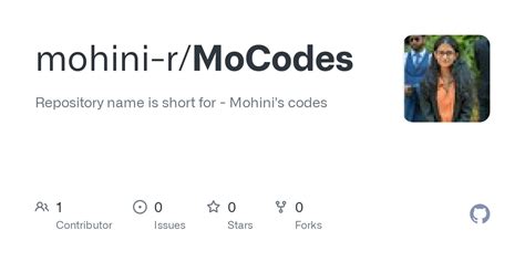 GitHub Mohini R MoCodes Repository Name Is Short For Mohini S Codes