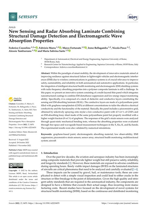 Pdf New Sensing And Radar Absorbing Laminate Combining Structural