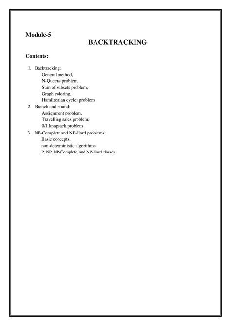 Daa Module 5 Its Very Useful Module Backtracking Contents Backtracking General Method