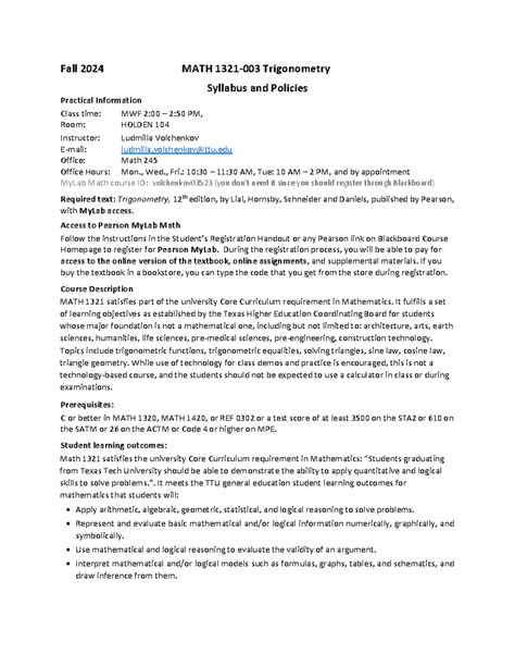 Syllabus Math 1321 003 Fall 2024 Fall 2024 Math 1321 003 Trigonometry Syllabus And Policies