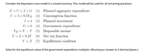 Solved Calculate Equilibrium Output Y Round Your Answer
