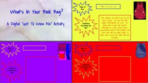 Get To Know Me Class Building Activity Whats In Your Book Bag
