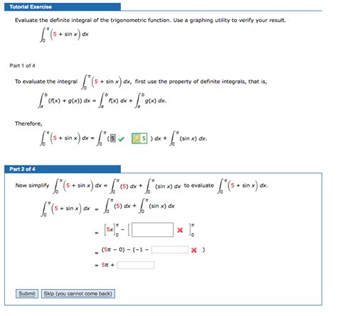 Solved Evaluate The Definite Integral Of The Trigonometric Chegg