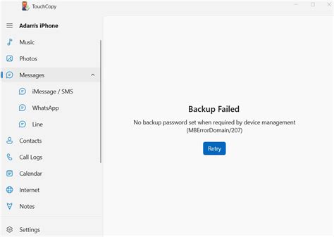 Touchcopy Backup Failed No Backup Password Set Wide Angle Software
