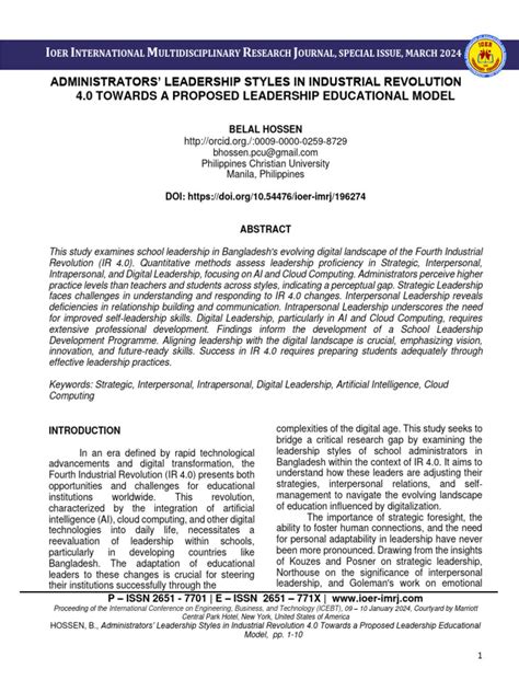 Administrators Leadership Styles In Industrial Revolution 4 0 Towards