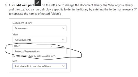 On A Page Add Document Library Choice Folder Missing In Edit Web Part