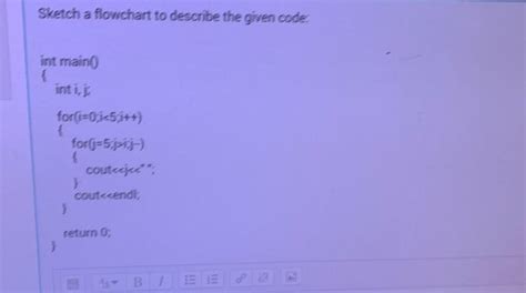 Solved Sketch A Flowchart To Describe The Given Code Int Chegg