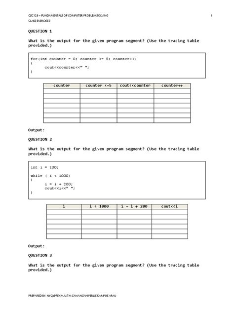 class exercises 3 pdf
