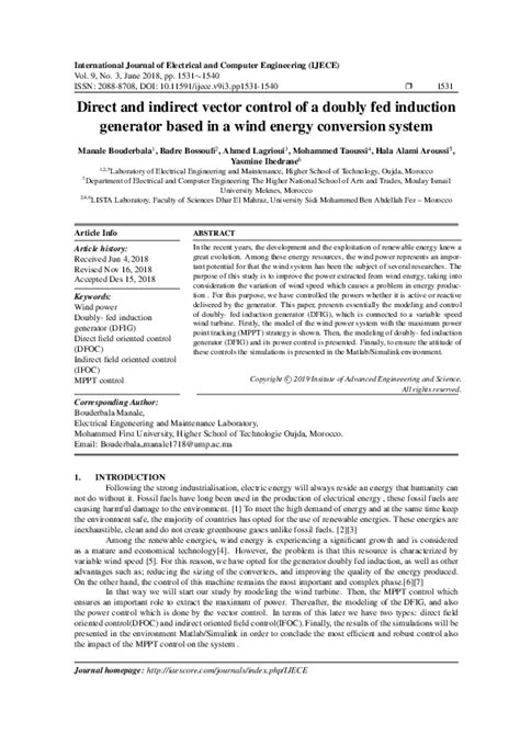 Pdf Direct And Indirect Vector Control Of A Doubly Fed Induction Generator Based In A Wind