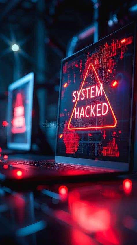 Cybersecurity Breach Warning With System Hacked Alert On A Computer