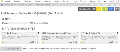 Prtg Push Sensoren