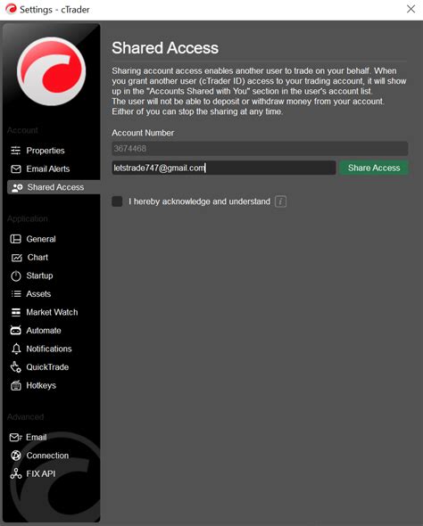 Shared Access Ctrader