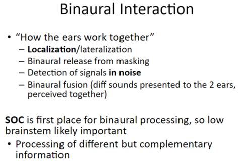 Lecture 4 Binaural Interaction Tests Flashcards Quizlet