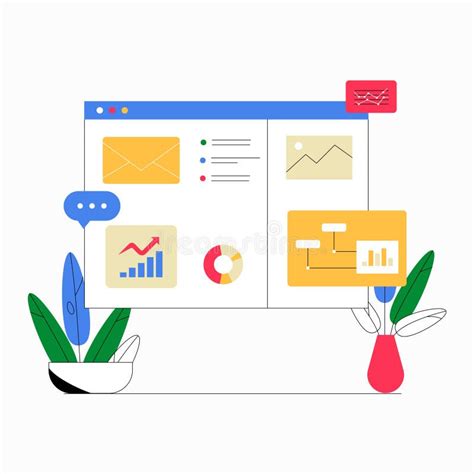 Data Dashboard Displaying Analytics And Metrics In A Flat Vector