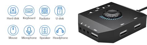 Tendak USB Hub With Audio Adapter External Sound Card With 3 5mm Headphone Microphone Jack And