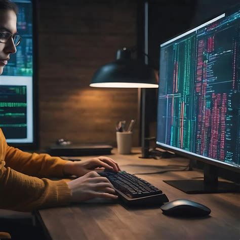 premium ai image programming background with person working with codes on computer