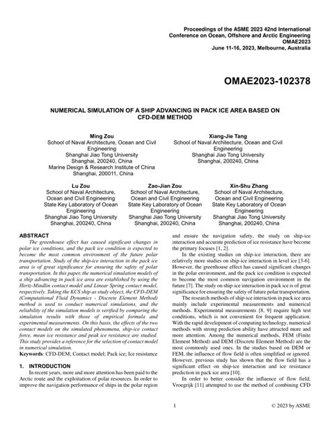 Pdf Numerical Simulation Of A Ship Advancing In Pack Ice Area Based On Cfd Dem Method