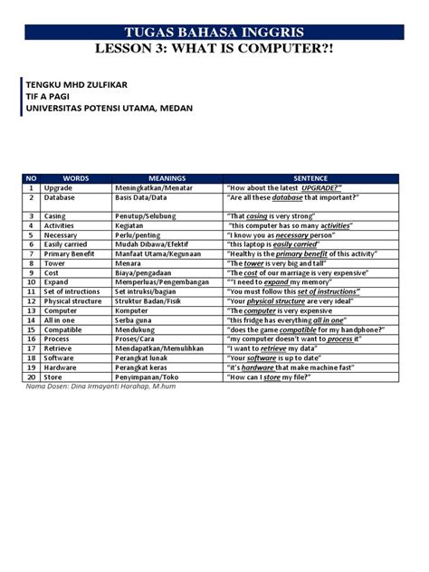 lesson 3 what is computer tugas bahasa inggris pdf