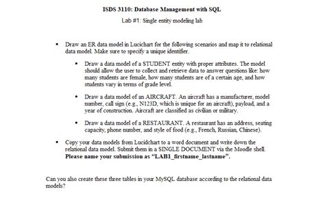 Solved Isds 3110 Database Management With Sql Lab 1