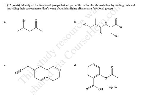 Solved Points Identify All The Functional Groups Chegg