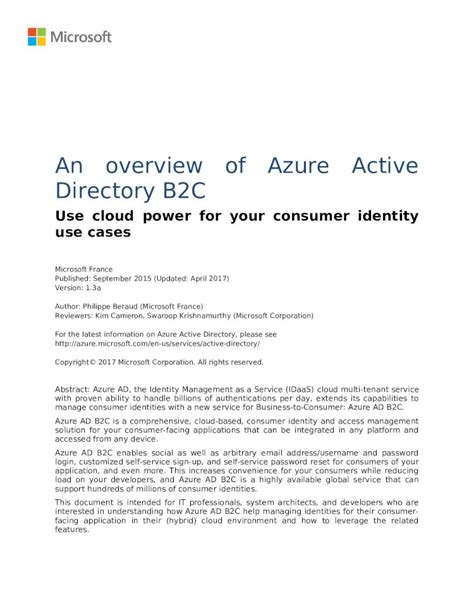 Docx An Overview Of Azure Active Directory B2c€¦ · Web Viewazure Ad