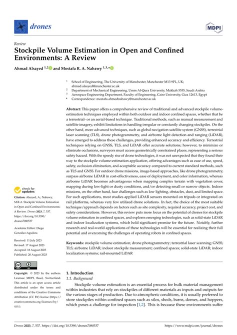 Pdf Stockpile Volume Estimation In Open And Confined Environments A