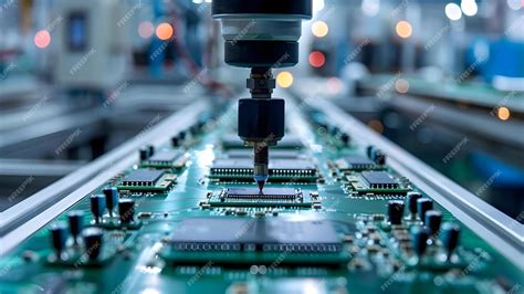 premium photo machine in computer chip factory places silicon pieces