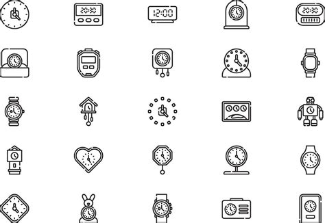 Reloj Y Reloj íconos Colección Es Un Ilustración Con Editable Ataque