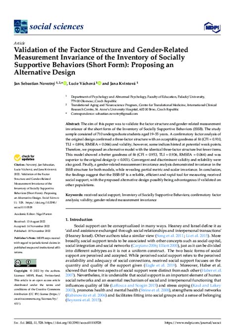 Pdf Validation Of The Factor Structure And Gender Related Measurement Invariance Of The