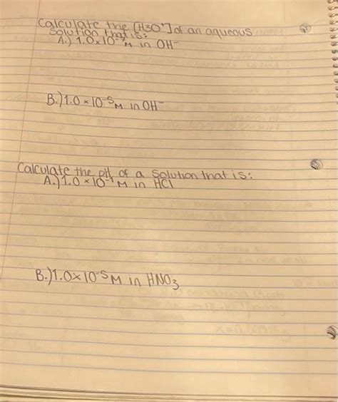 Solved Calculate The H O Of An Aqueous Solution That Is Chegg Com