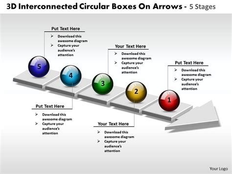 Business PowerPoint Templates D Interconnected Circular Boxes Arrows Stages Sales PPT Slides